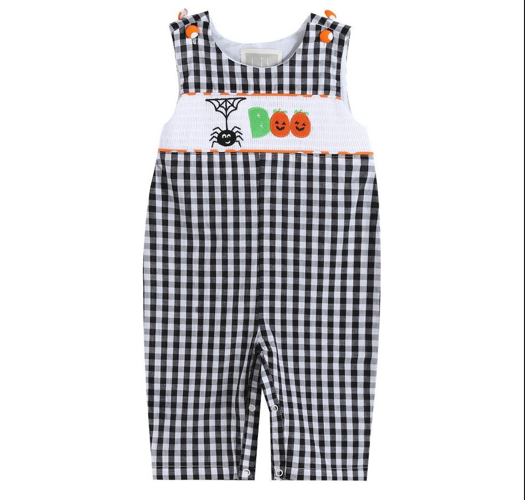 Black Gingham Halloween Boo Overalls - Etsy