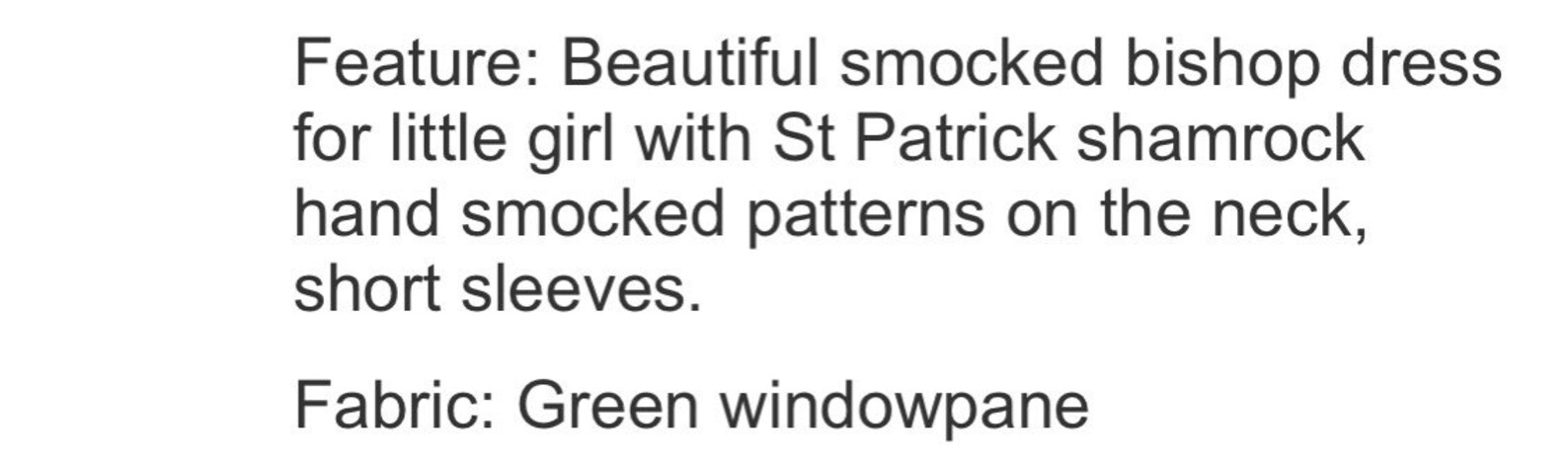 Beautiful St. Patrick Smocked Dress-size Chart Attached With - Etsy