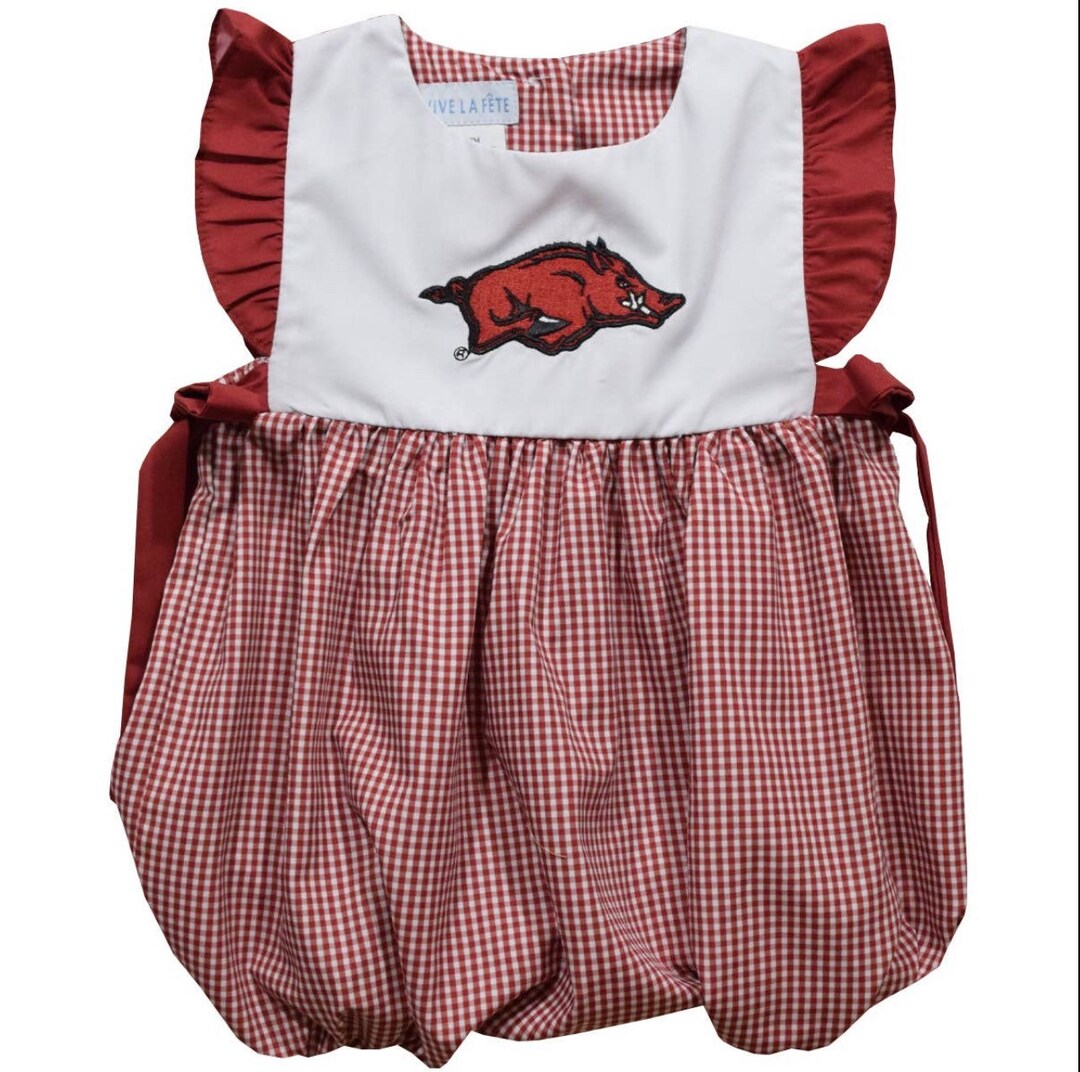 Ready to Ship-arkansas Razorbacks Embroidered Red Gingham Girl - Etsy