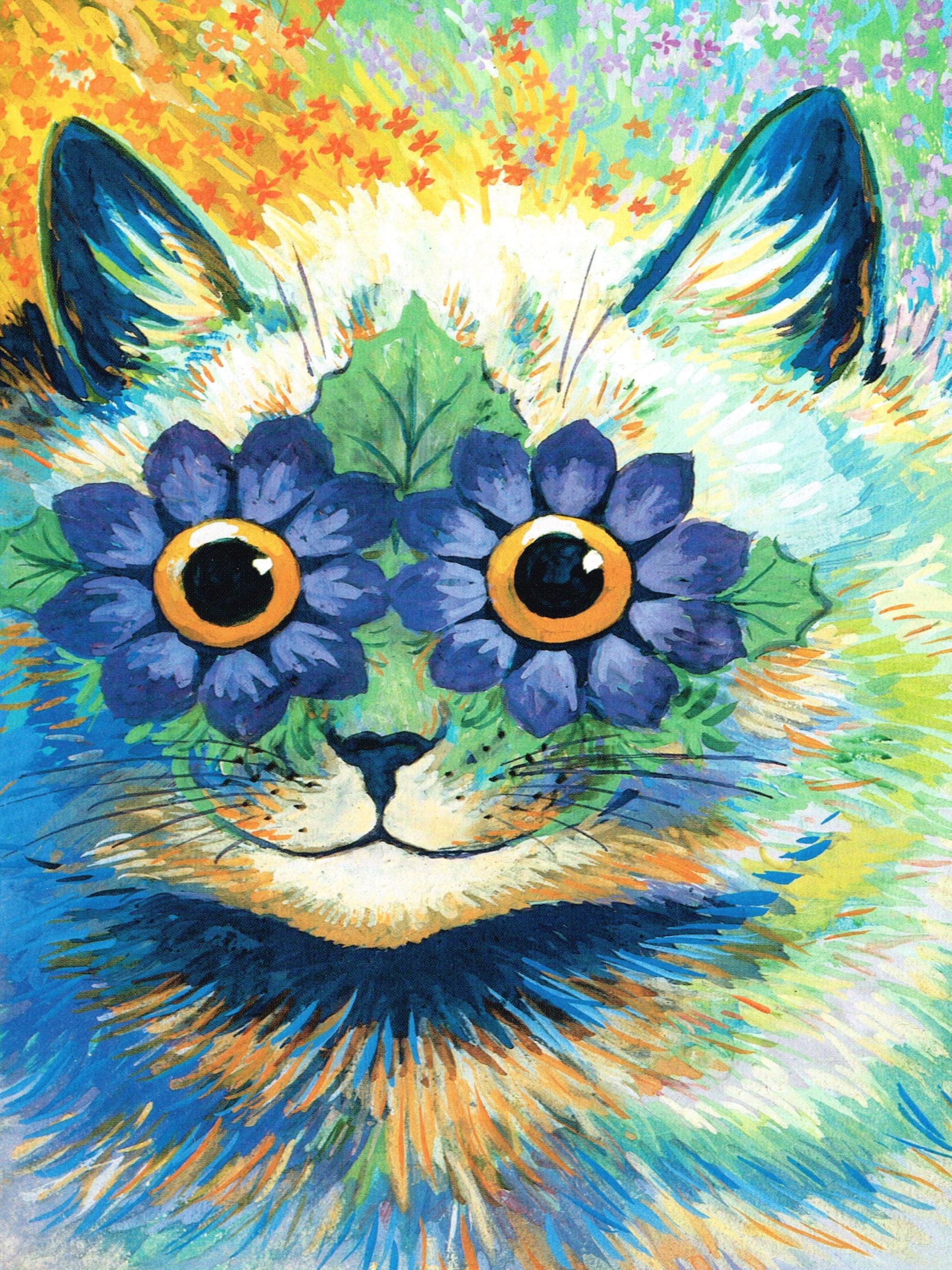 Flower Cat Louis Wain Print Poster