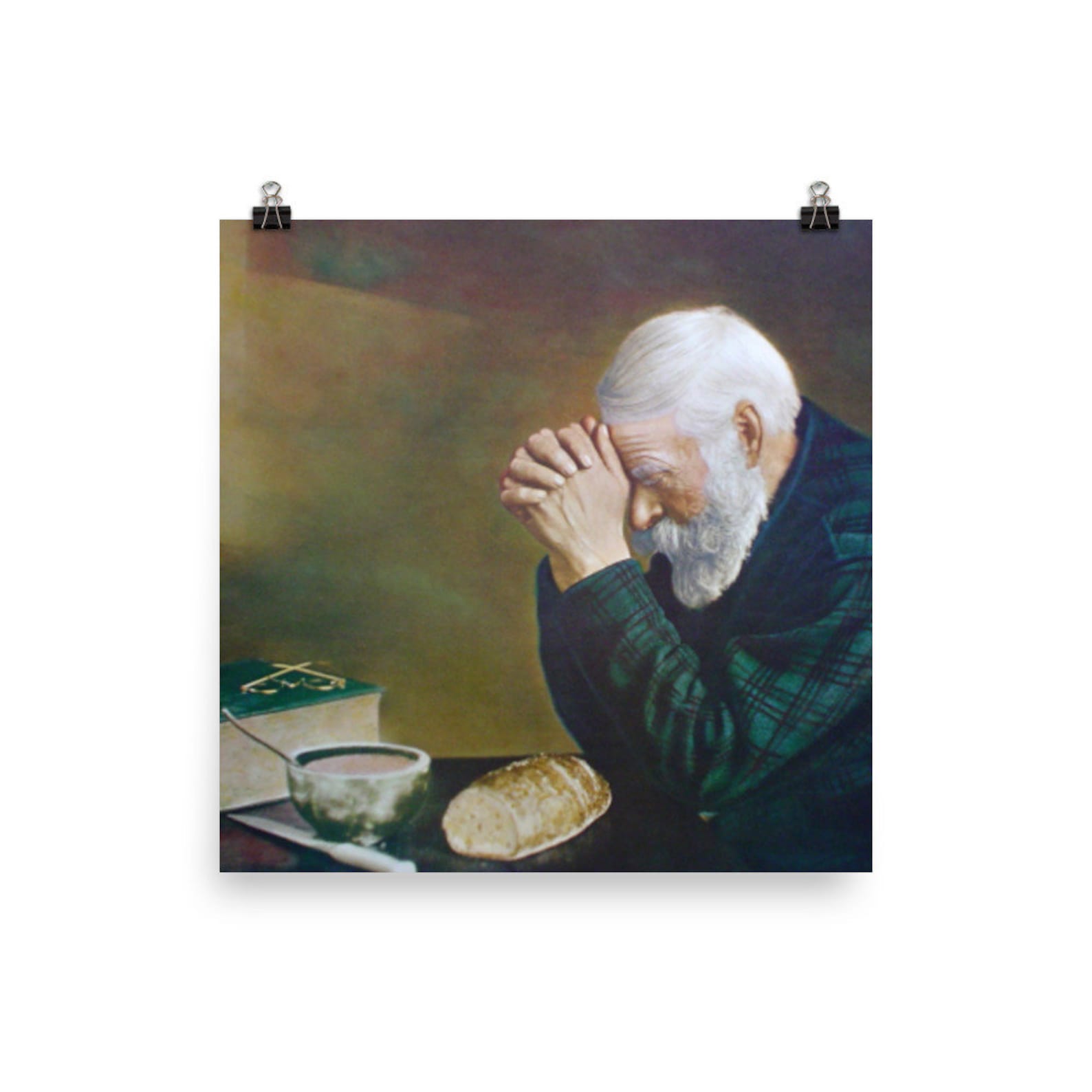 Eric Enstrom Man Praying Over Bread Grace Print Poster - Etsy