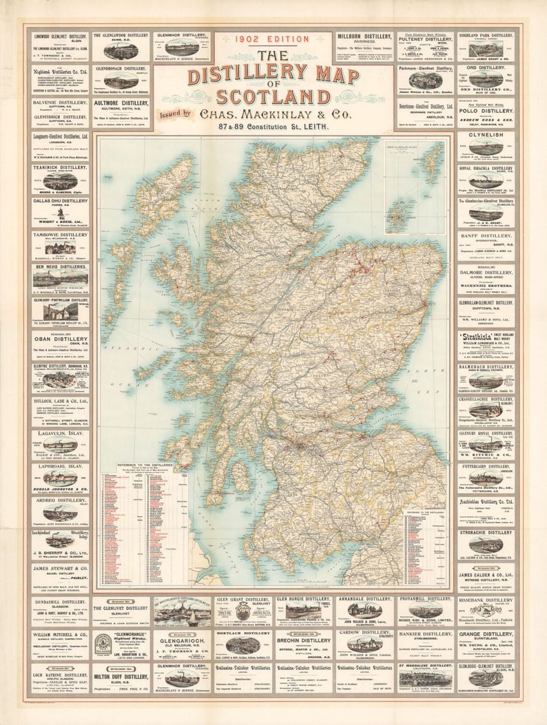 Whiskey Map of Scotland Vintage Scotch Print Poster - Etsy