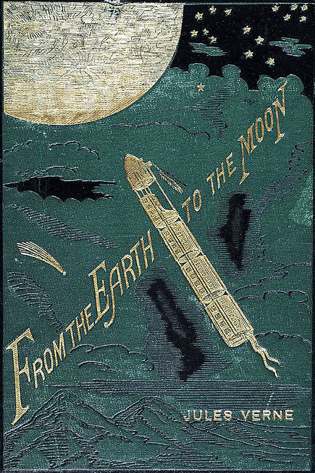 From the Earth to the Moon Book Cover - Jules Verne Print Poster - Etsy