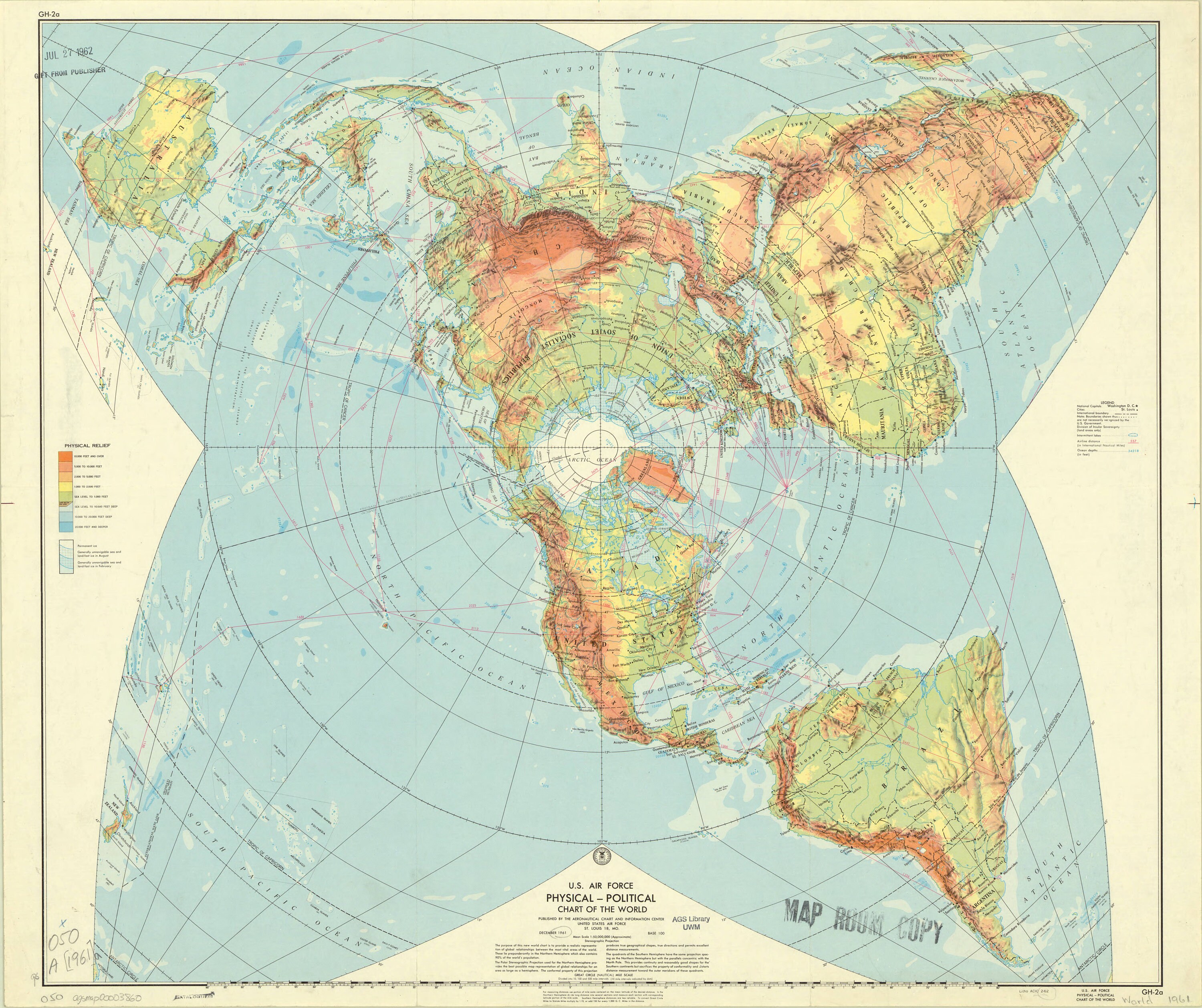U.S Air Force Physical Political Chart of the World Print Poster - Etsy
