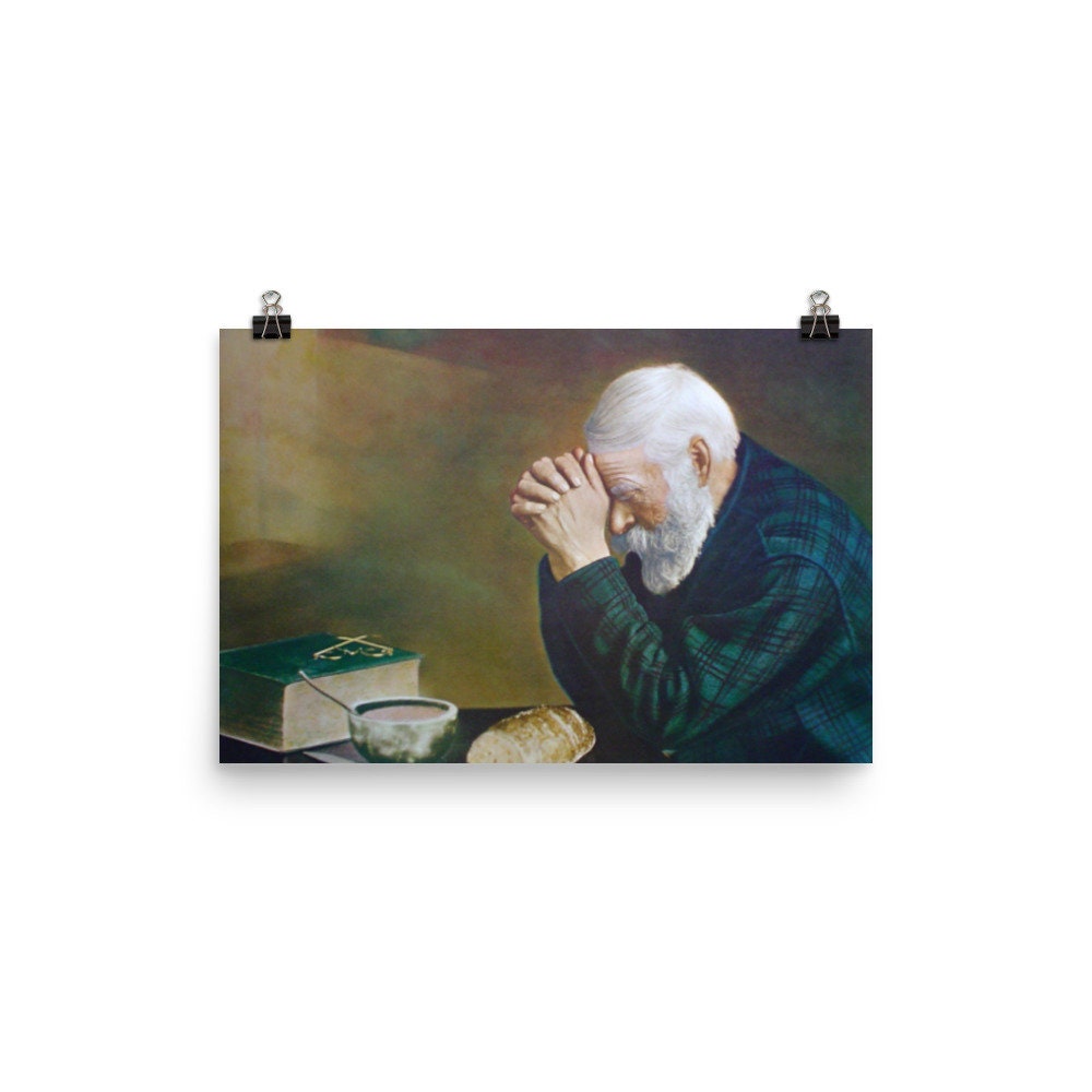 Eric Enstrom Man Praying Over Bread Grace Print Poster - Etsy