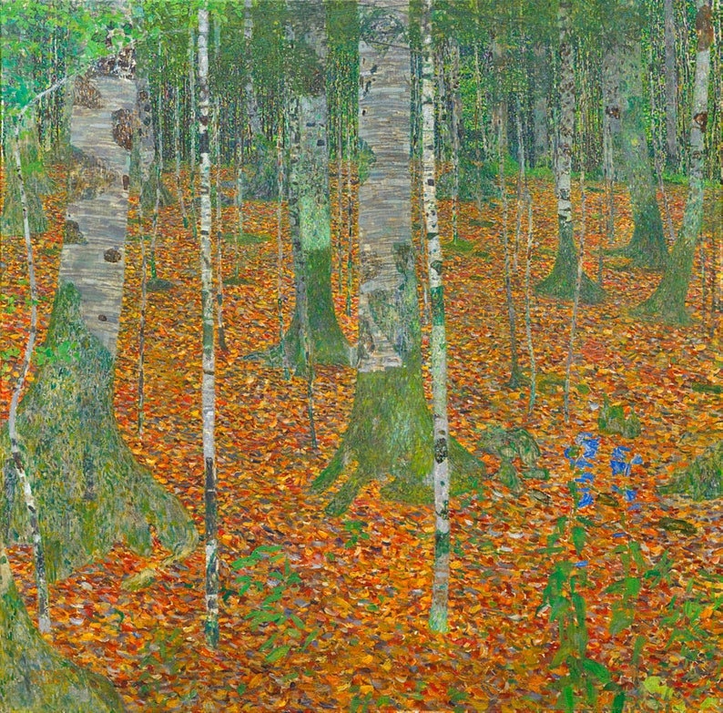 Gustav Klimt Birch Forest Print Poster - Etsy