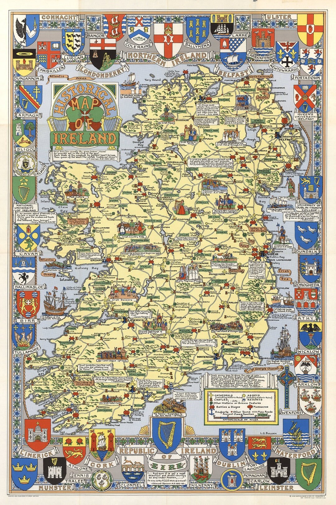 Historical Map of the History of Ireland - Irish Map Print Poster - Etsy