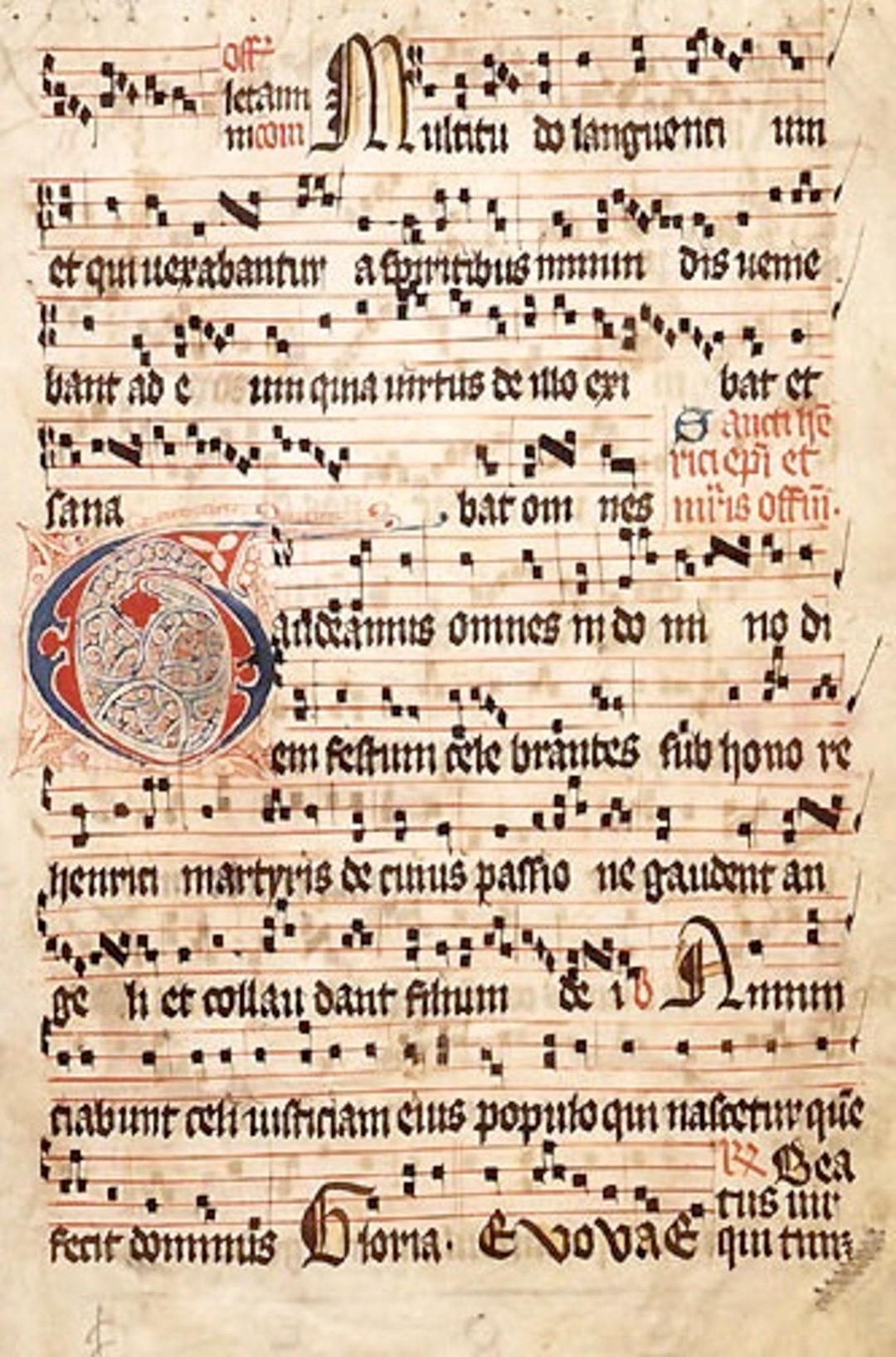 Medieval Gregorian Chant Manuscript Page From Graduale Aboense Hymn ...