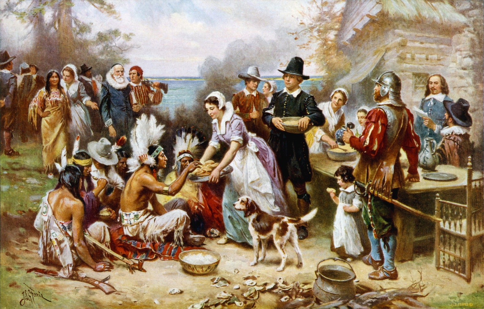 The Pilgrims First Thanksgiving by Jean Leon Gerome Print Poster - Etsy