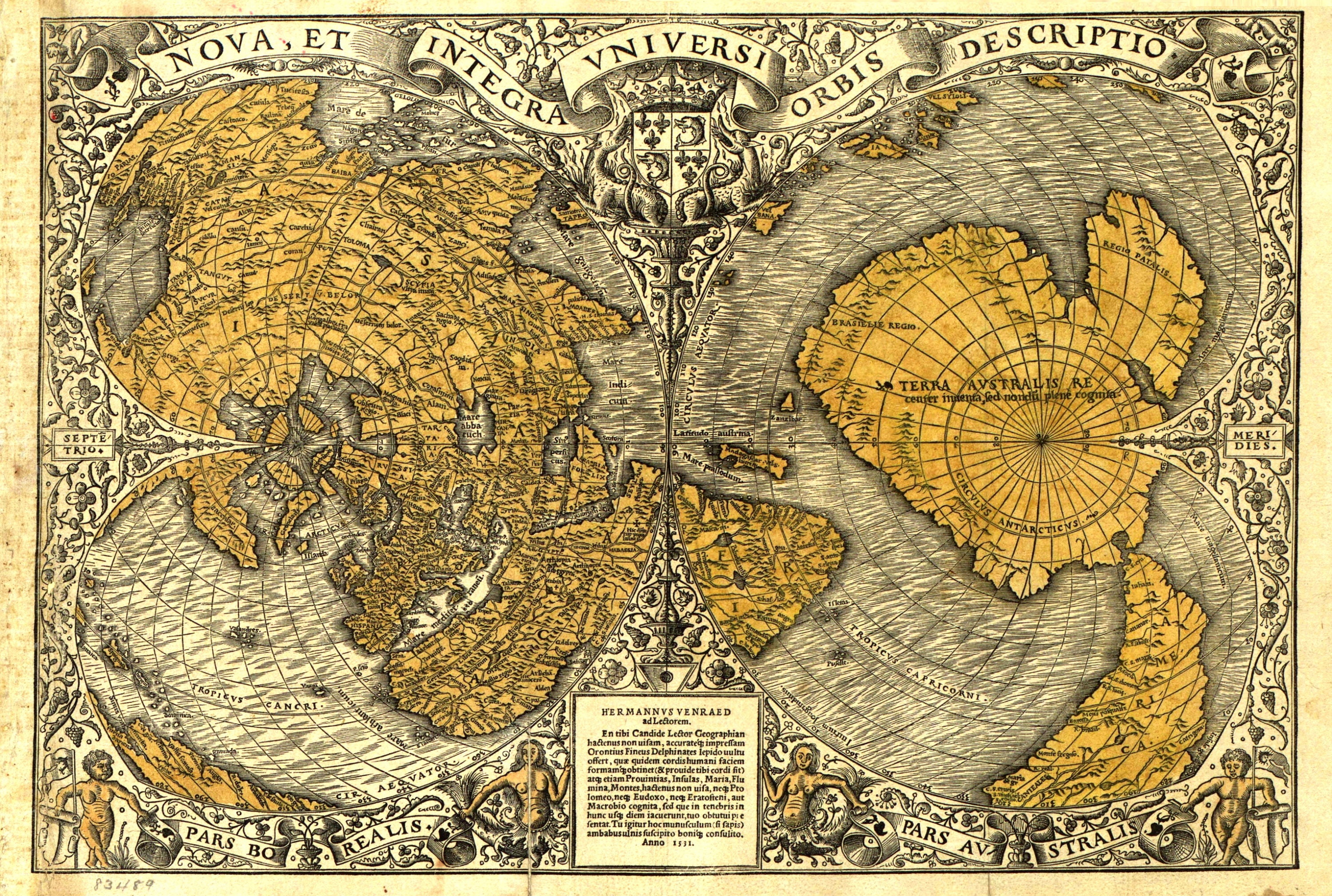 The Oronteus Finaeus Map of the World 1531 Print Poster - Etsy Norway