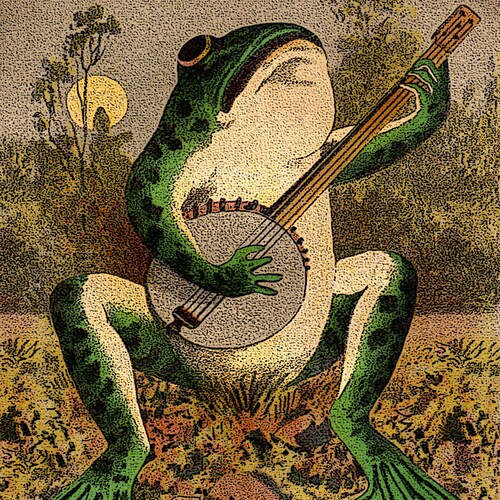 Frog Playing Violin in the Moonlight Vintage Frog Print Frog - Etsy