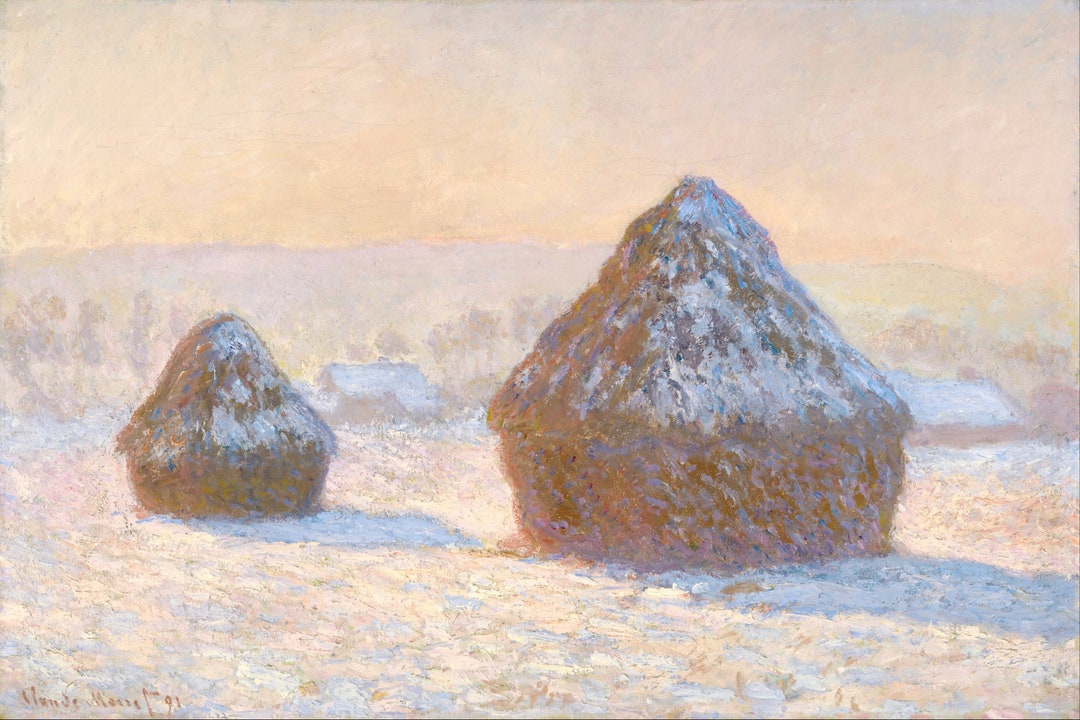Claude Monet Wheatstacks Snow Effect Morning 1891 Print Poster - Etsy