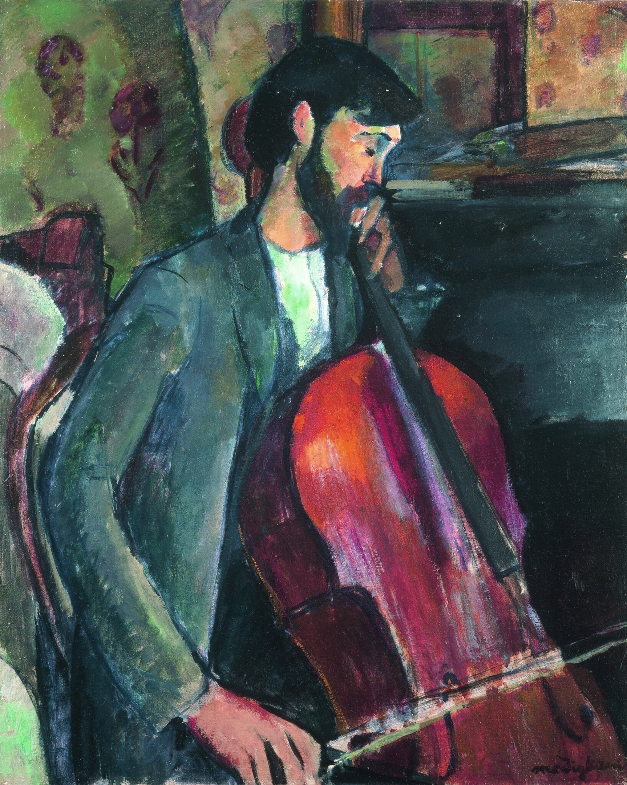 The Cellist 1909 by Amedeo Modigliani Print Poster - Etsy