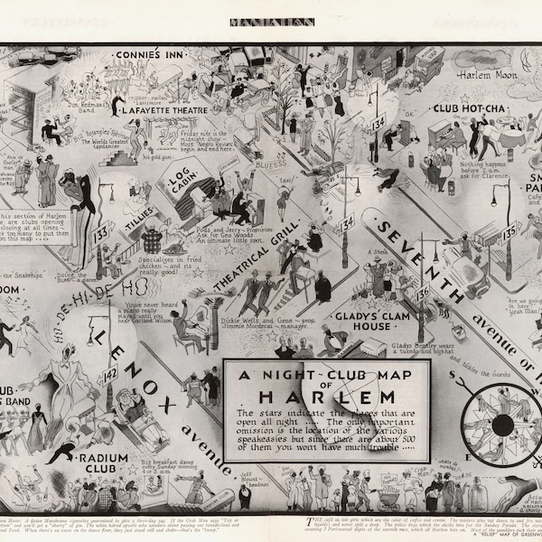 Night Club Map of Harlem New York City 1932 Print - Etsy