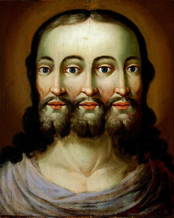 Three Faced Jesus Trifacial Trinity Print Poster - Etsy