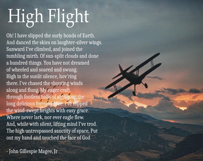 High Flight Poem by John Gillespie Magee Jr Print Poster - Etsy