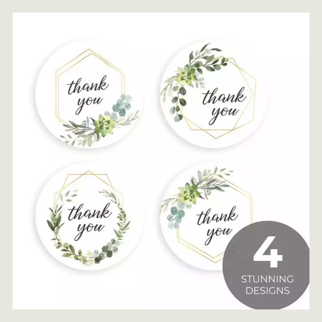 THANK YOU STICKER • Thank You Floral Design Sticker • 1" Stickers ...