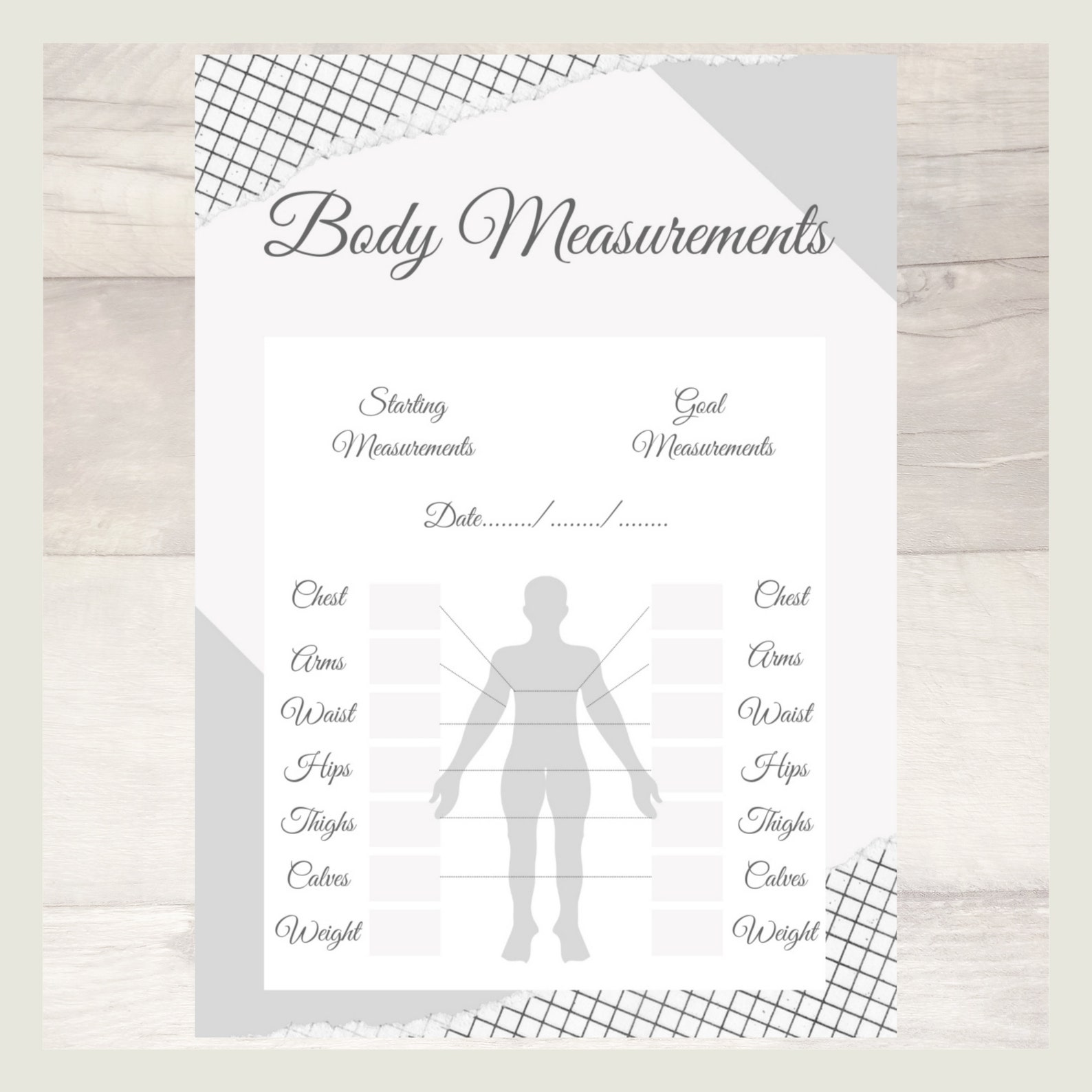 BODY MEASUREMENTS CHART • Printable Body Measurements Chart 2 Pages ...