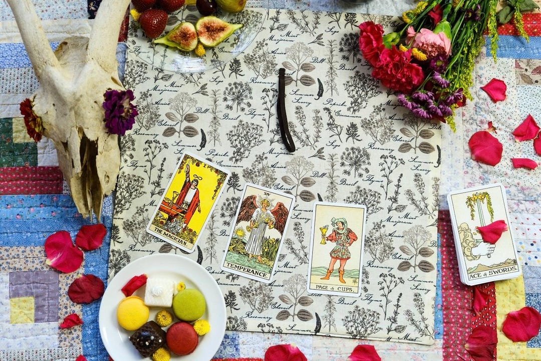 Kitchen Witch's Herbal Tarot Wrap Tarot Spread Cloth Tarot Reading ...