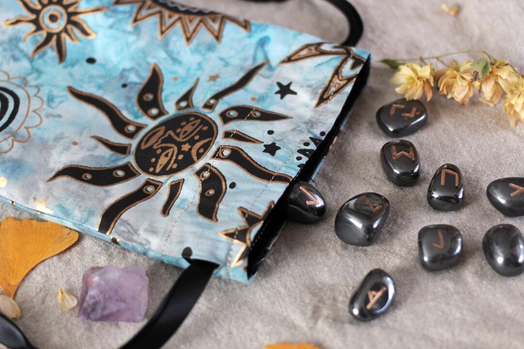 Medium Sun Celestial Batik Tarot Bag Oracle Bag Rune Bag Fully Lined ...