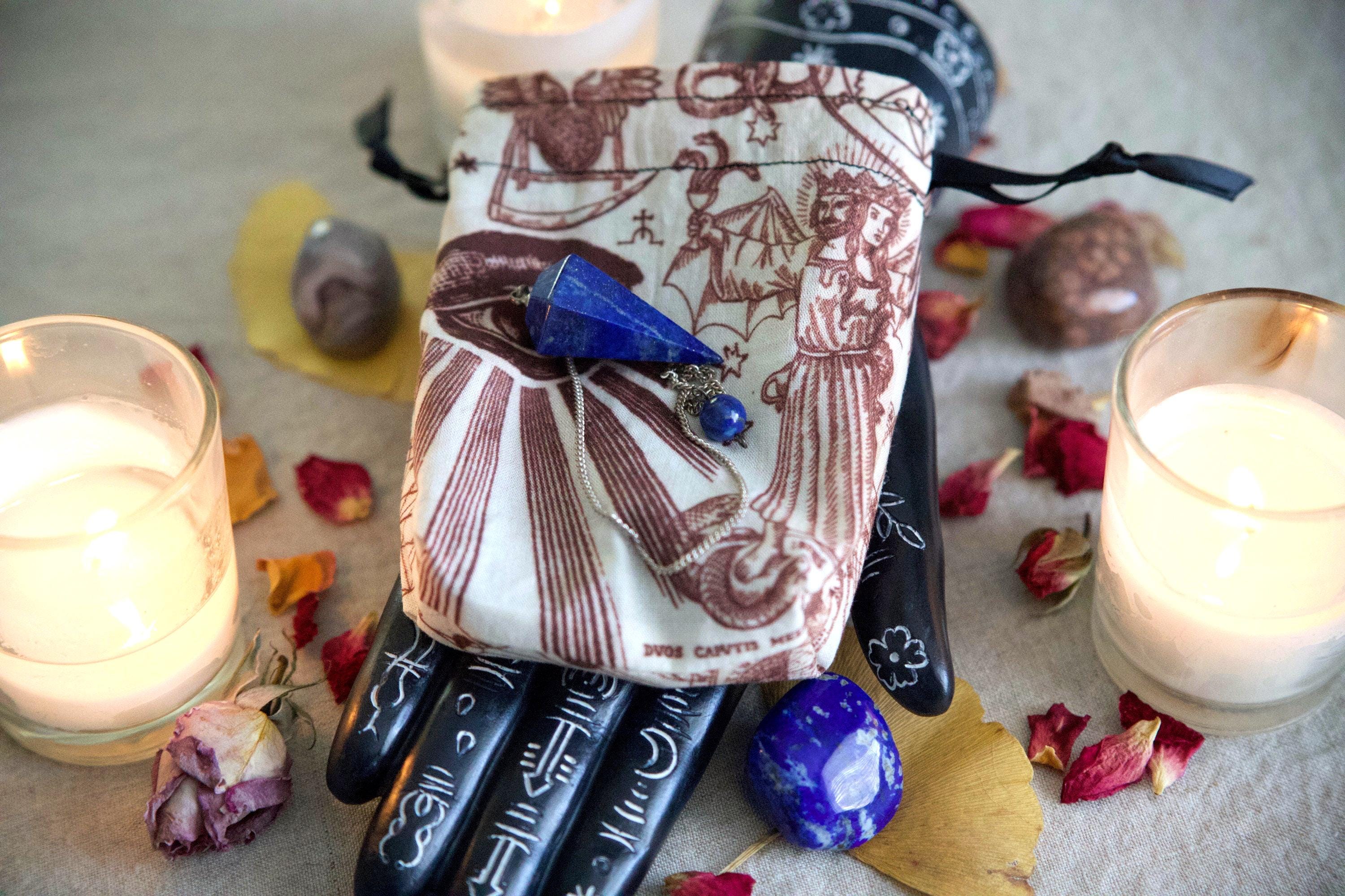 Extra Small Witch Occult Alchemical Pendulum Bag Drawstring Sachet ...