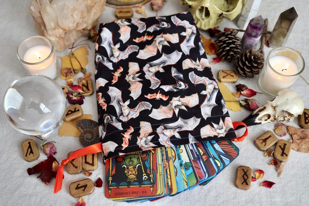 Large Bat Species in Flight Tarot Bag Oracle Bag Rune Bag Fully Lined ...