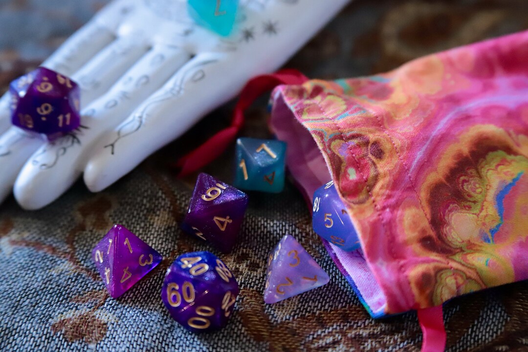 Extra Small Rainbow Paint Spill Pendulum Bag Drawstring Sachet Crystal ...