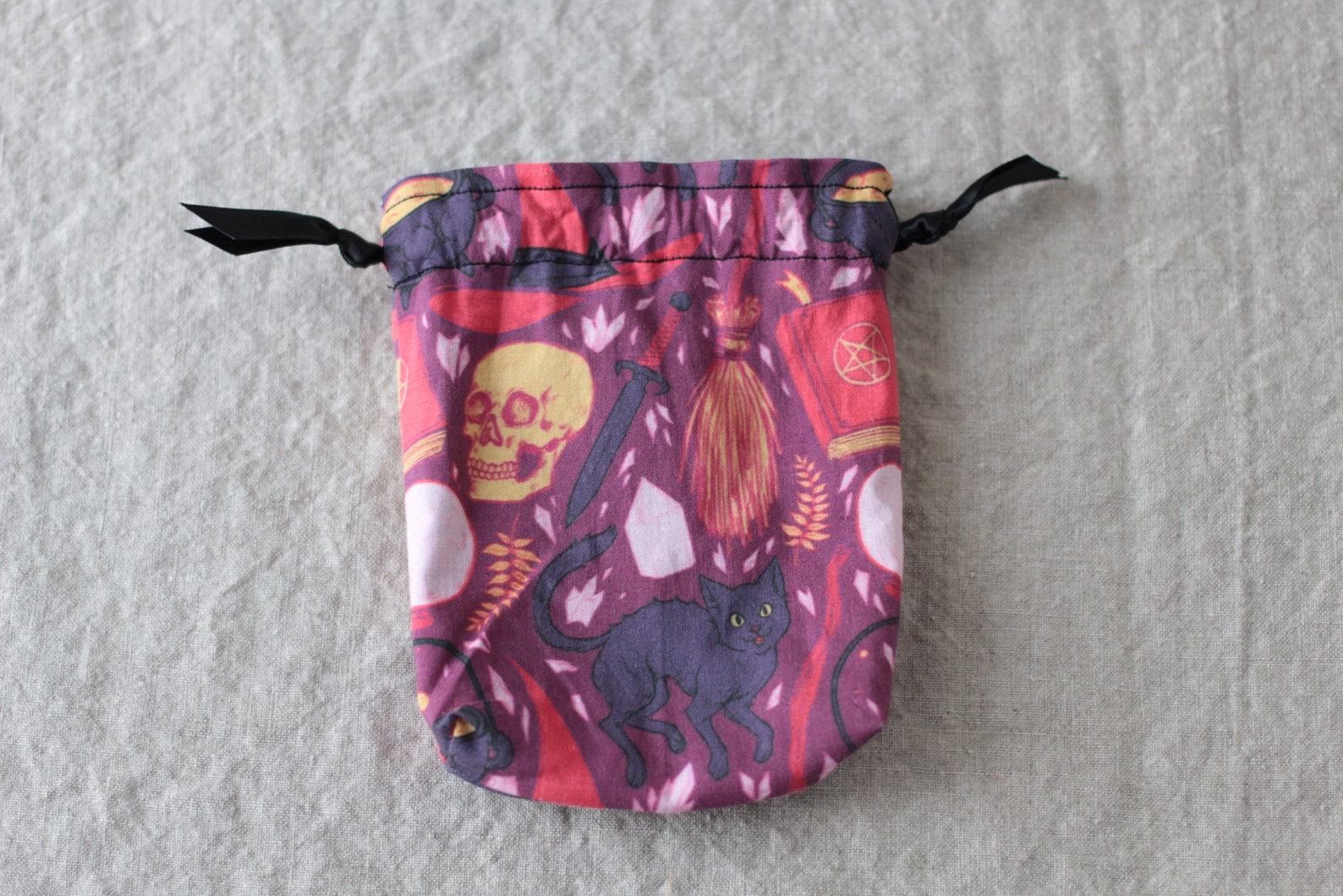 Extra Small Cute Witch Cat Skull Broom Witch's Hat Pendulum Bag ...