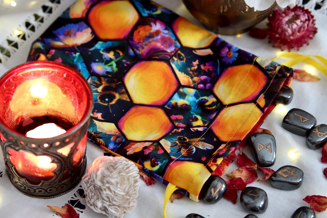 Medium Cosmic Beehive Tarot Bag Oracle Bag Rune Bag Fully Lined ...