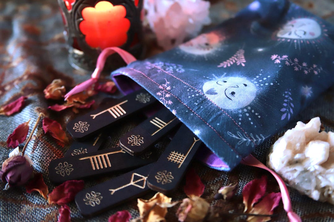 Small Luminous Moons Mini Tarot Deck Bag Oracle Bag Rune Bag Dice Pouch ...