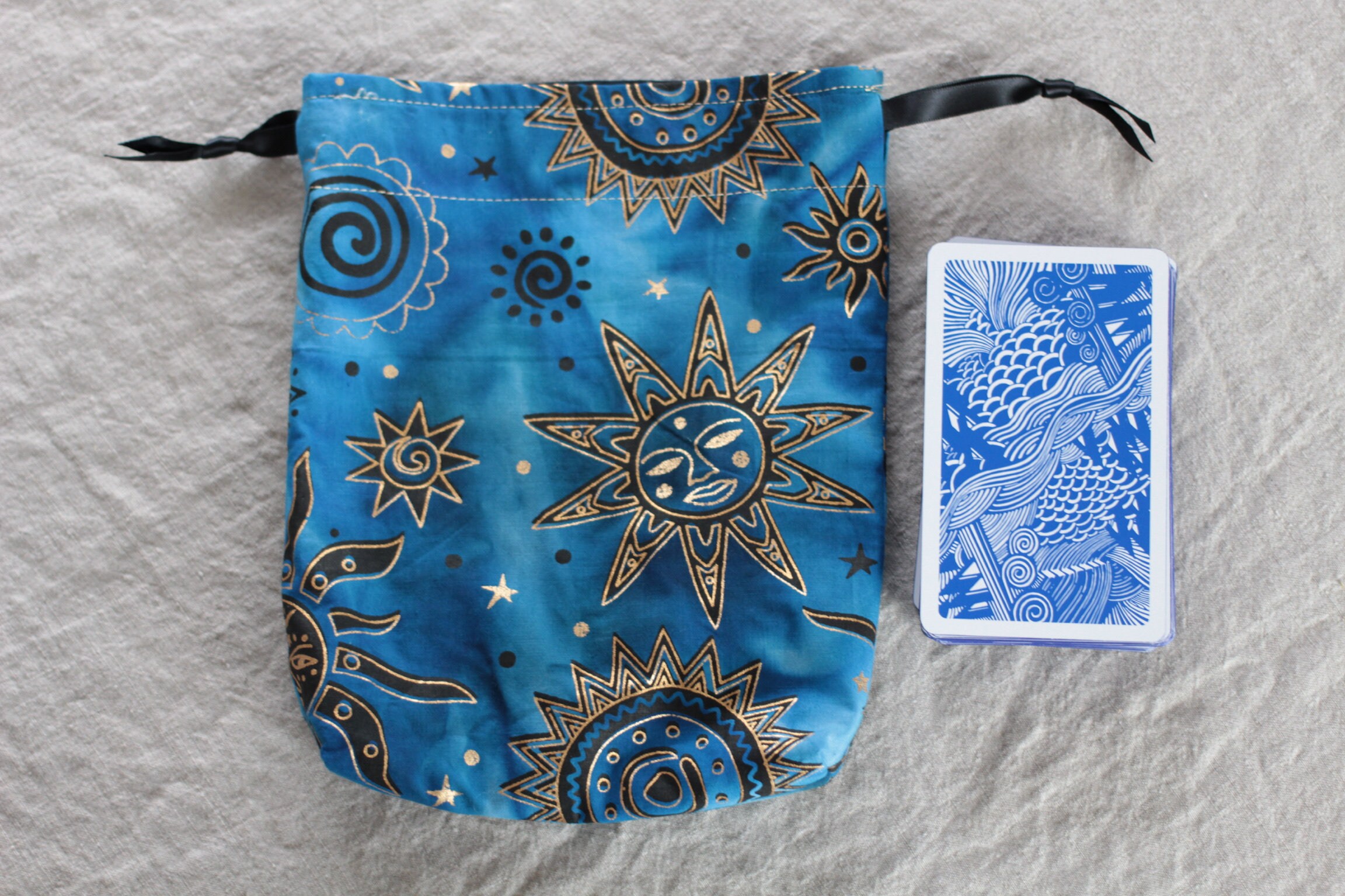 Large Sun Celestial Batik Tarot Bag Oracle Bag Rune Bag Fully | Etsy