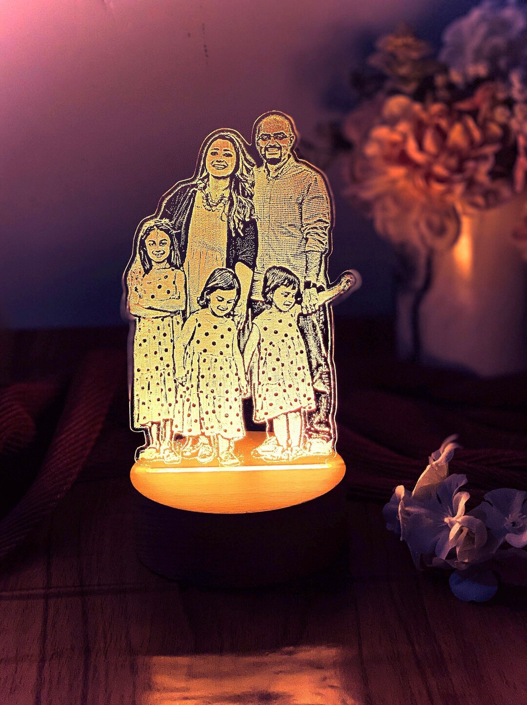 Photo Night Lamp Engraved, Night Light With Picture, Anniversary Gift ...