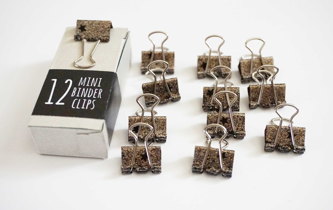 Hand Painted Mini Binder Clip Set, Black Gold Celestial Stationary ...