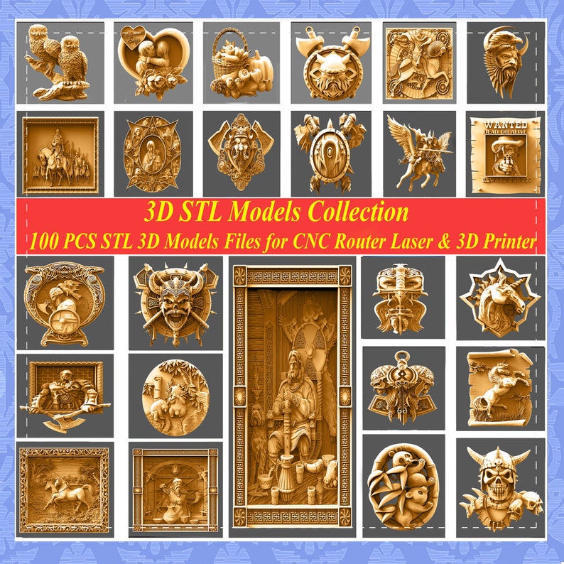 Part 1: 100 Pcs 3D STL Models Collection,wall Decor,stl File for CNC ...