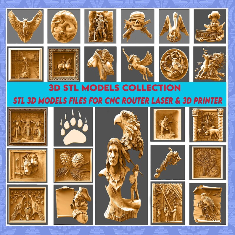 Part 4: 100 Pcs 3D STL Models Collection,wall Decor,stl File for CNC ...