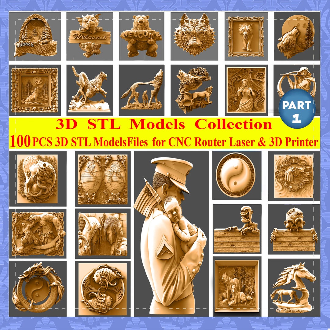 Part 1: 100 Pcs 3D STL Models Collection,wall Decor,stl File for CNC ...