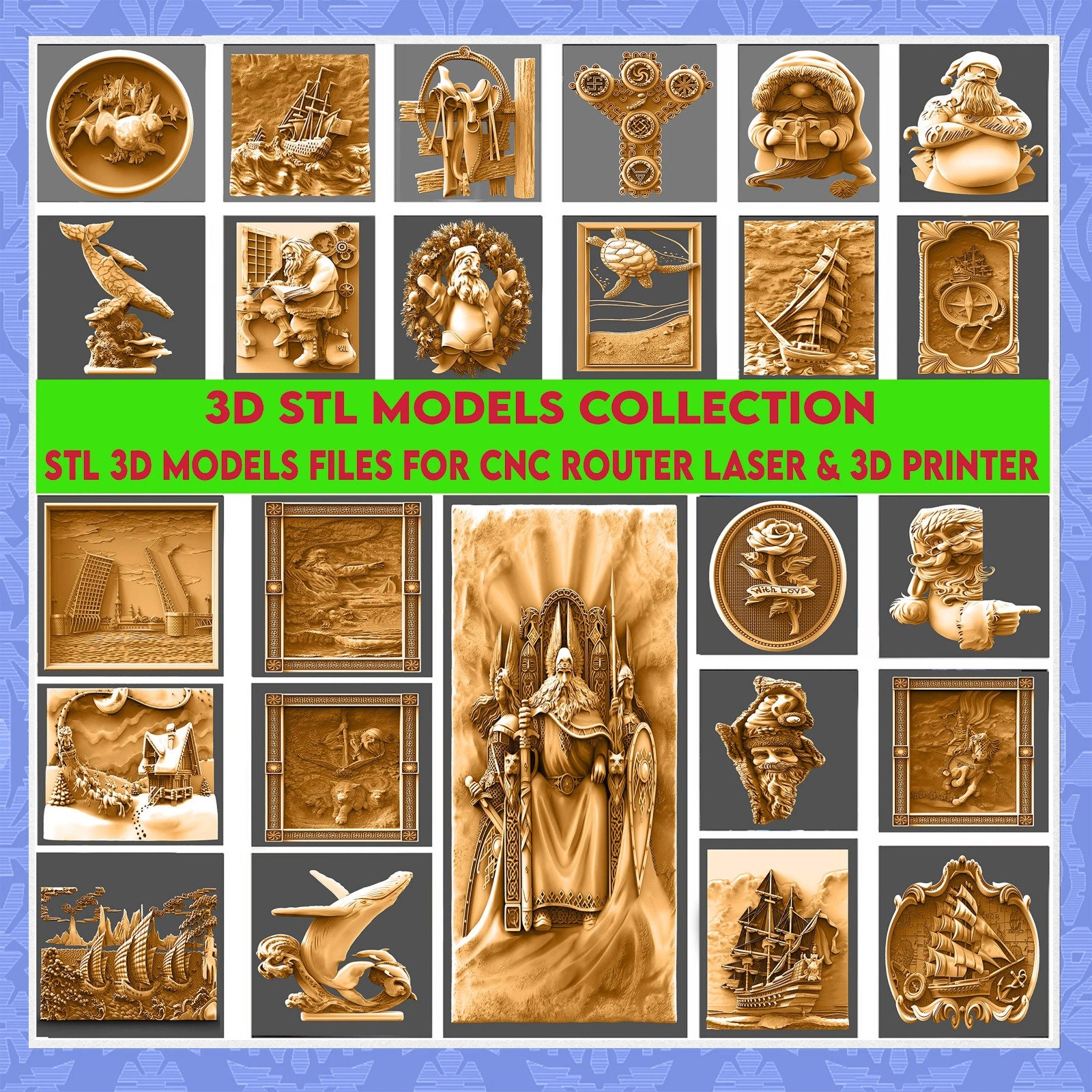 Part 3: 100 Pcs 3D STL Models Collection,wall Decor,stl File for CNC ...