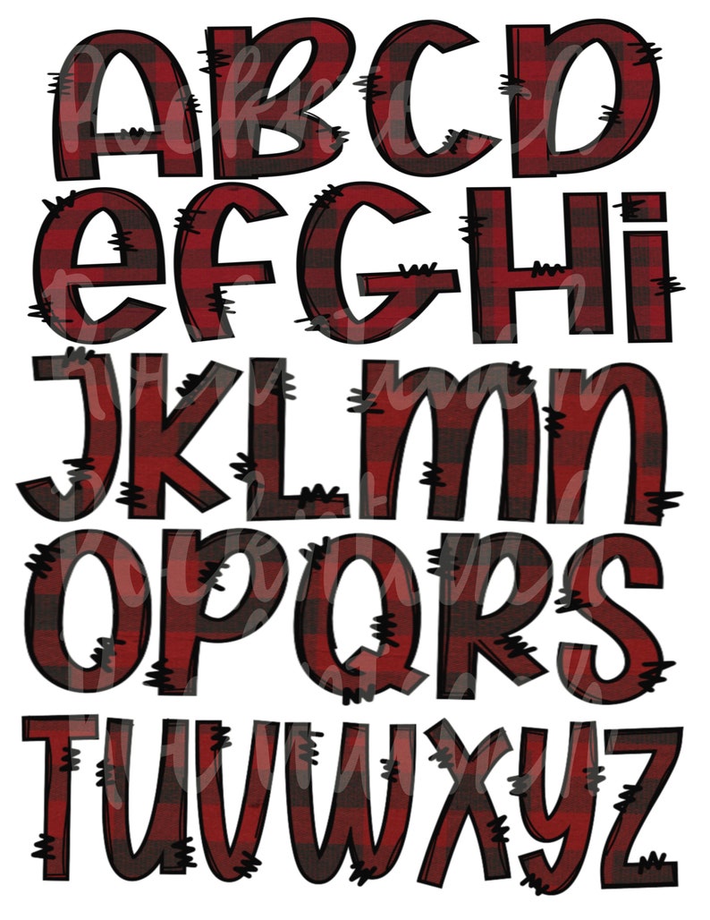 Buffalo Plaid Letters Alphabet Letters Clipart Alphabet - Etsy