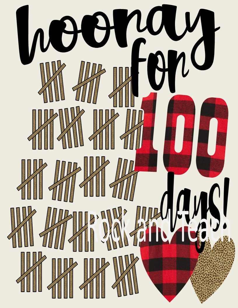 Hooray for 100 days digital file/sublimation file/png | Etsy