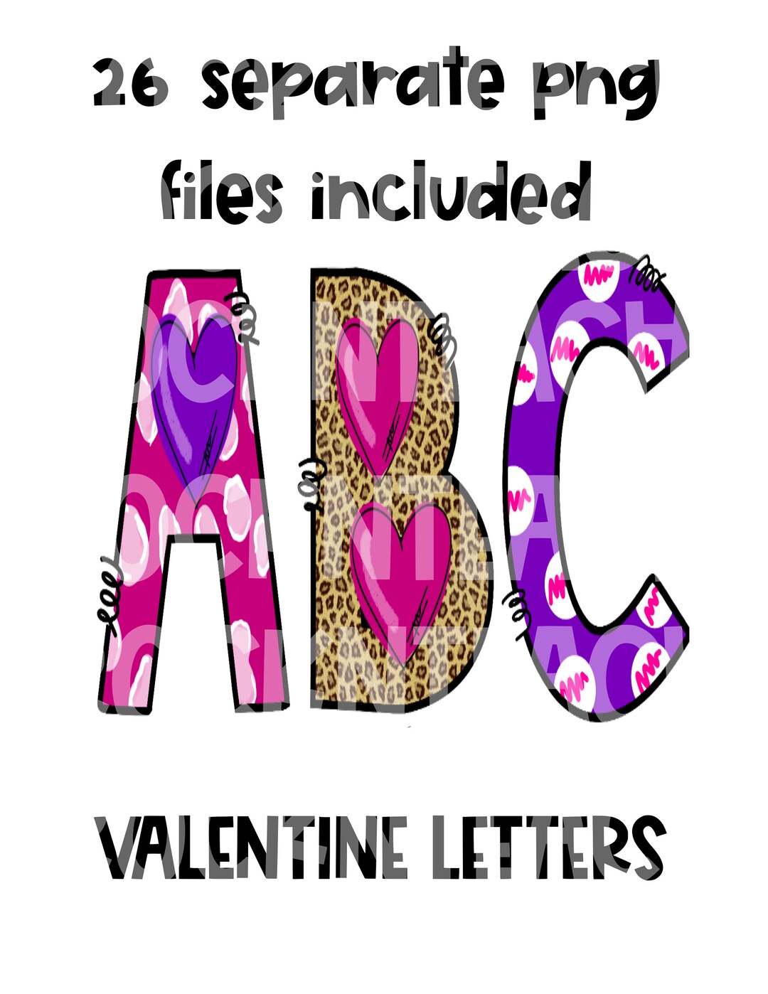 Valentine’s Day Letters Png, Valentine Alphabet Png, Cute Valentine’s ...