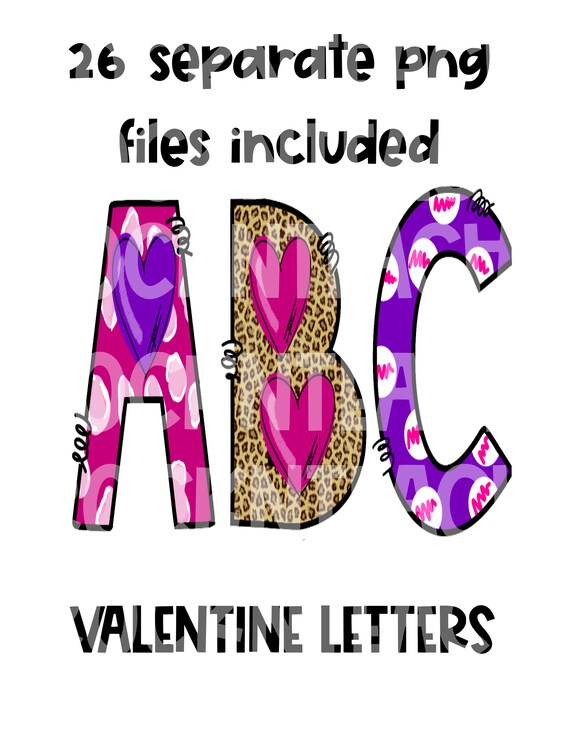 Valentines Day Letters Png Valentine Alphabet Png Cute | Etsy