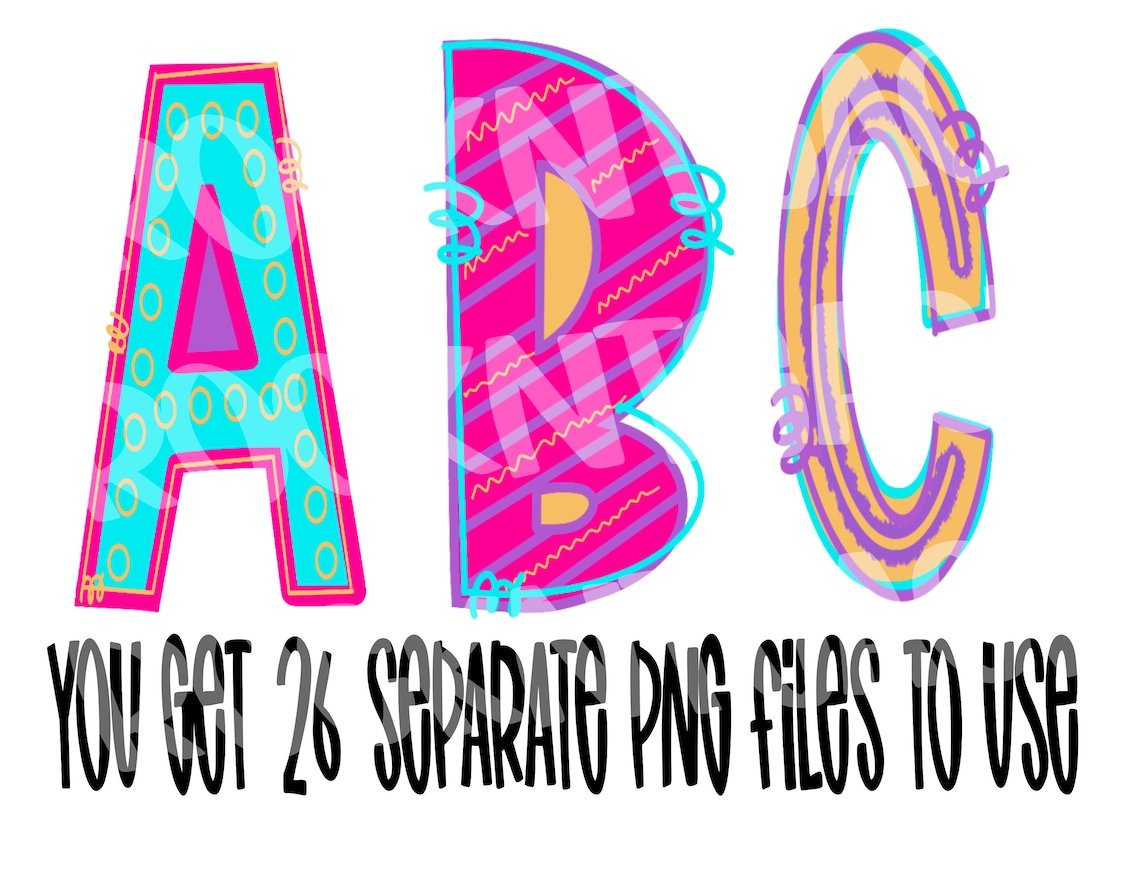 Colorful Bright Alphabet Clipart, Letter Clipart, Clipart Letters - Etsy