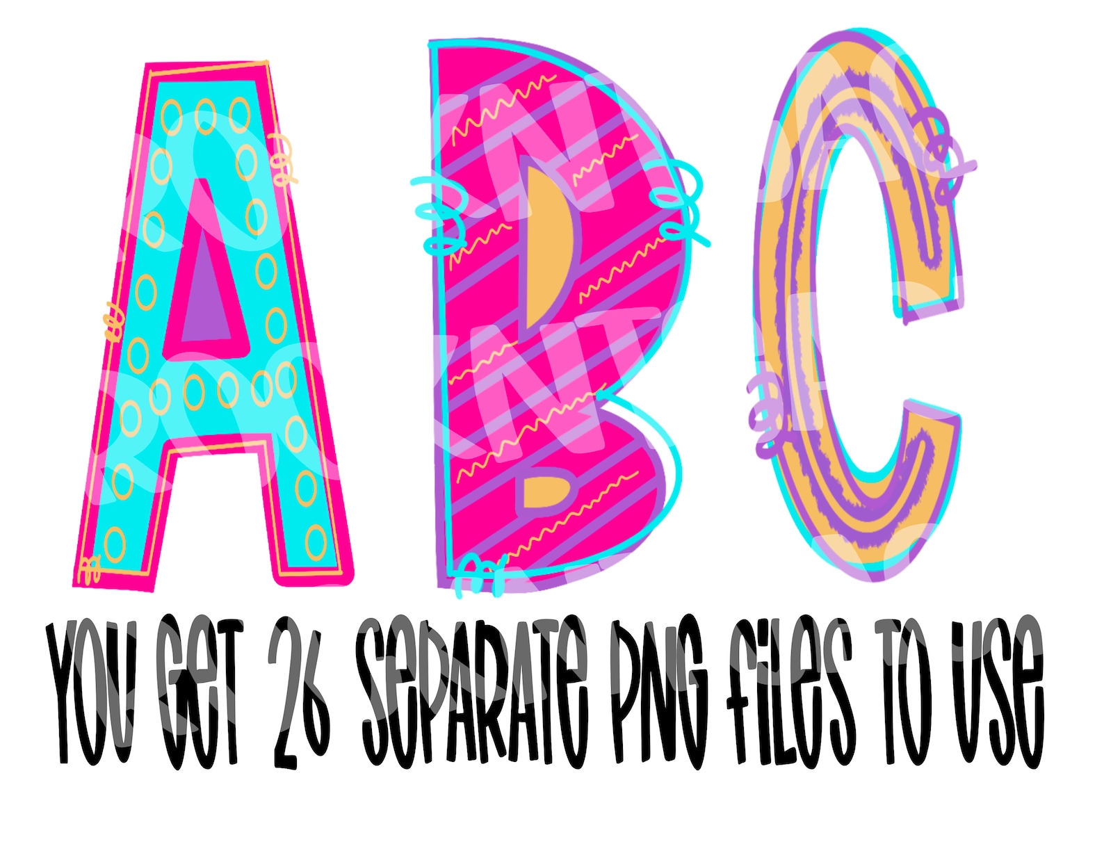 Colorful Bright Alphabet Clipart, Letter Clipart, Clipart Letters - Etsy