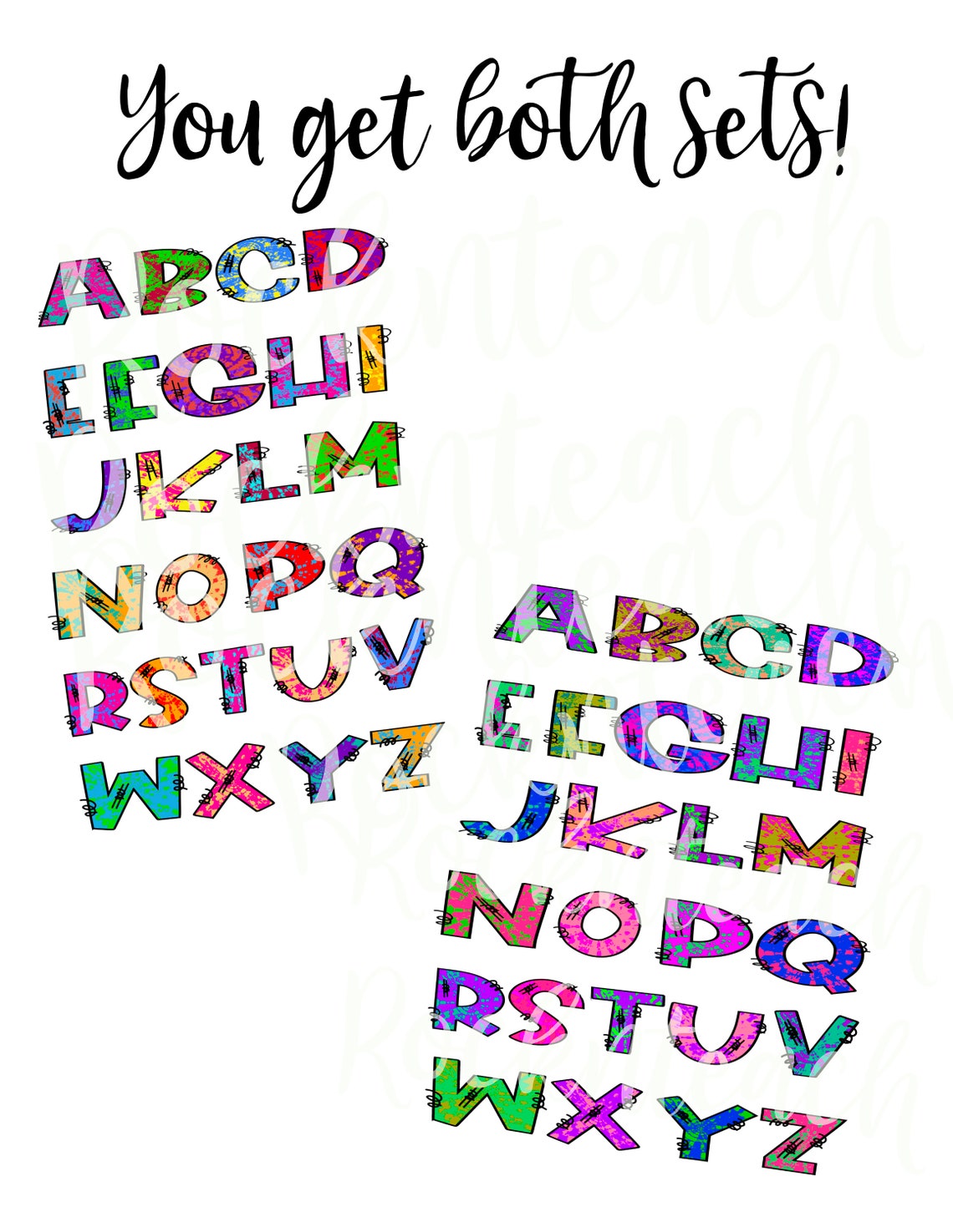 Tie Die Alphabet Letters Alpha Letter Pack Tie Dye Letters - Etsy