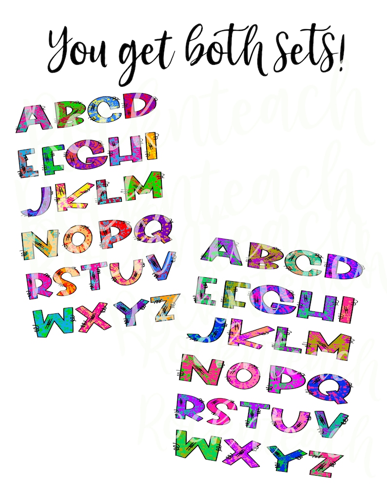 Tie Die Alphabet Letters Alpha Letter Pack Tie Dye Letters - Etsy