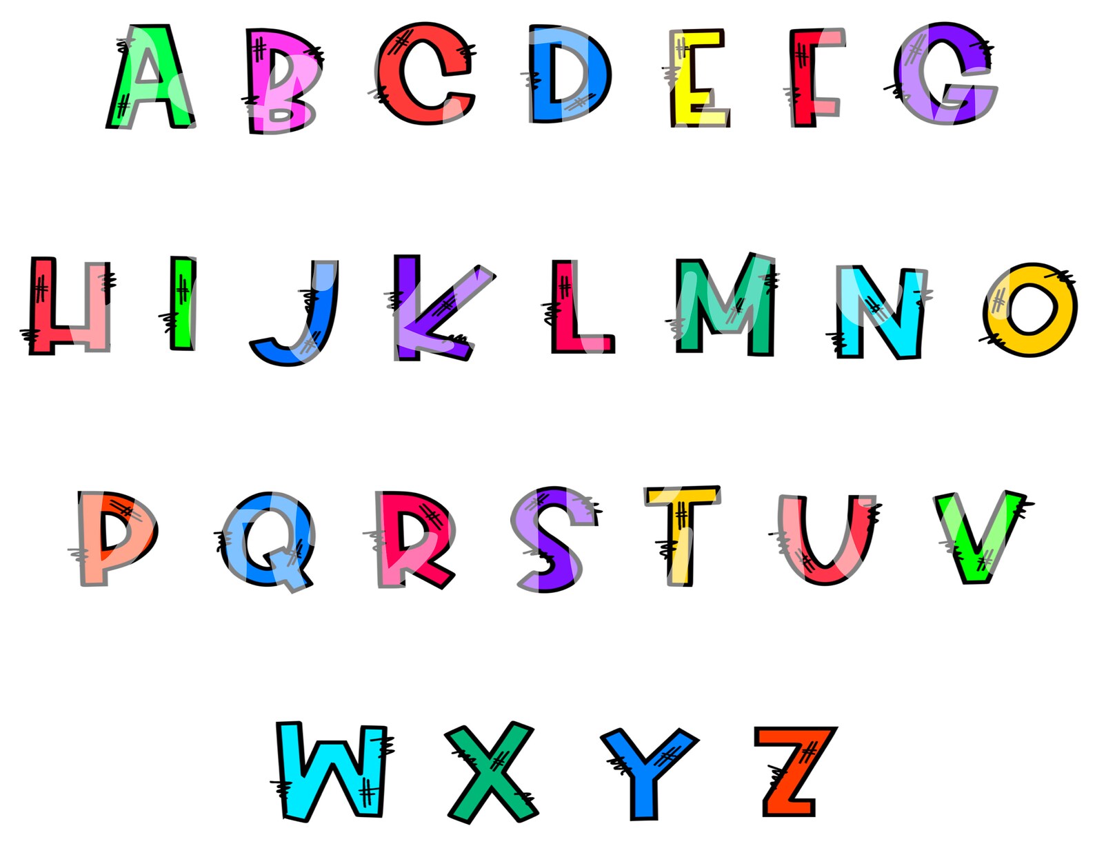 Colorful Bright Alphabet Clipart Letter Clipart Clipart - Etsy