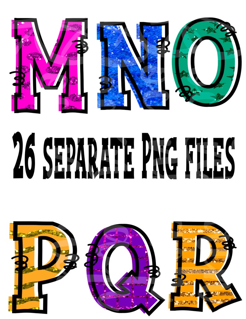 Colorful Bright Alphabet Clipart Glitter Letters Clipart - Etsy