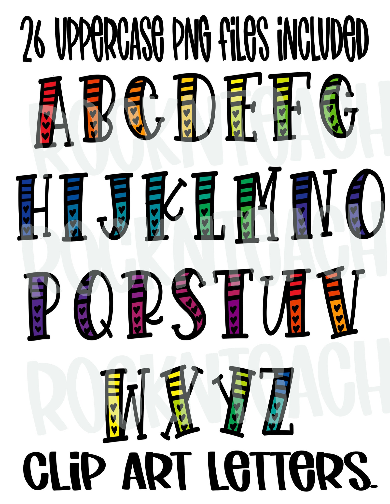 Colorful Bright Alphabet Clipart Letter Clipart Heart - Etsy