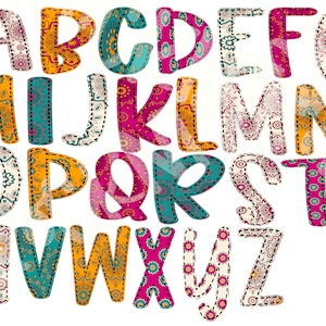 Colorful Bright Alphabet Clipart Letter Clipart Stitched - Etsy