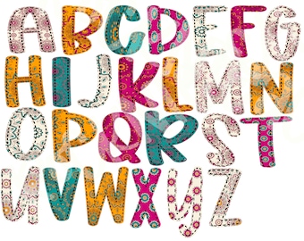 Colorful Bright Alphabet Clipart, Letter Clipart, Hand Drawn Letters - Etsy